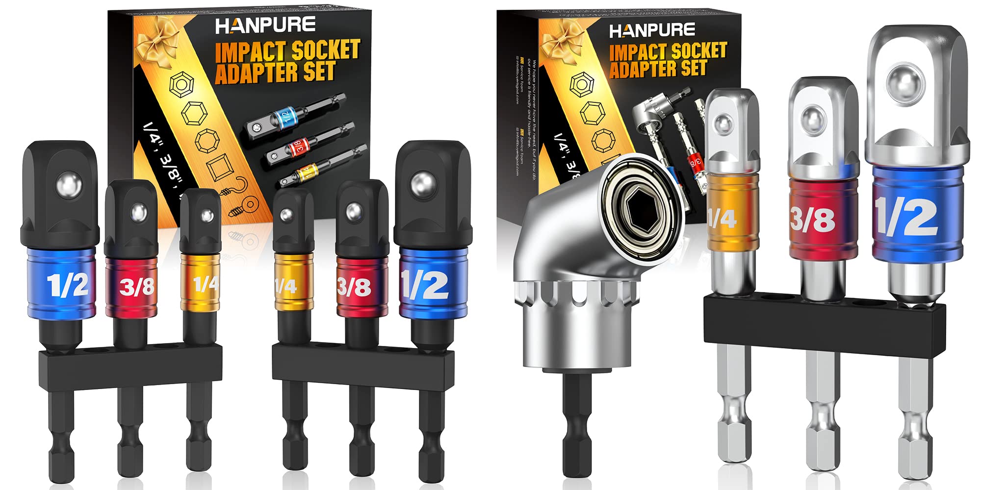 2 Pack Black Socket Adapter+Right Angle Drill Attachment Set - Amazon.com