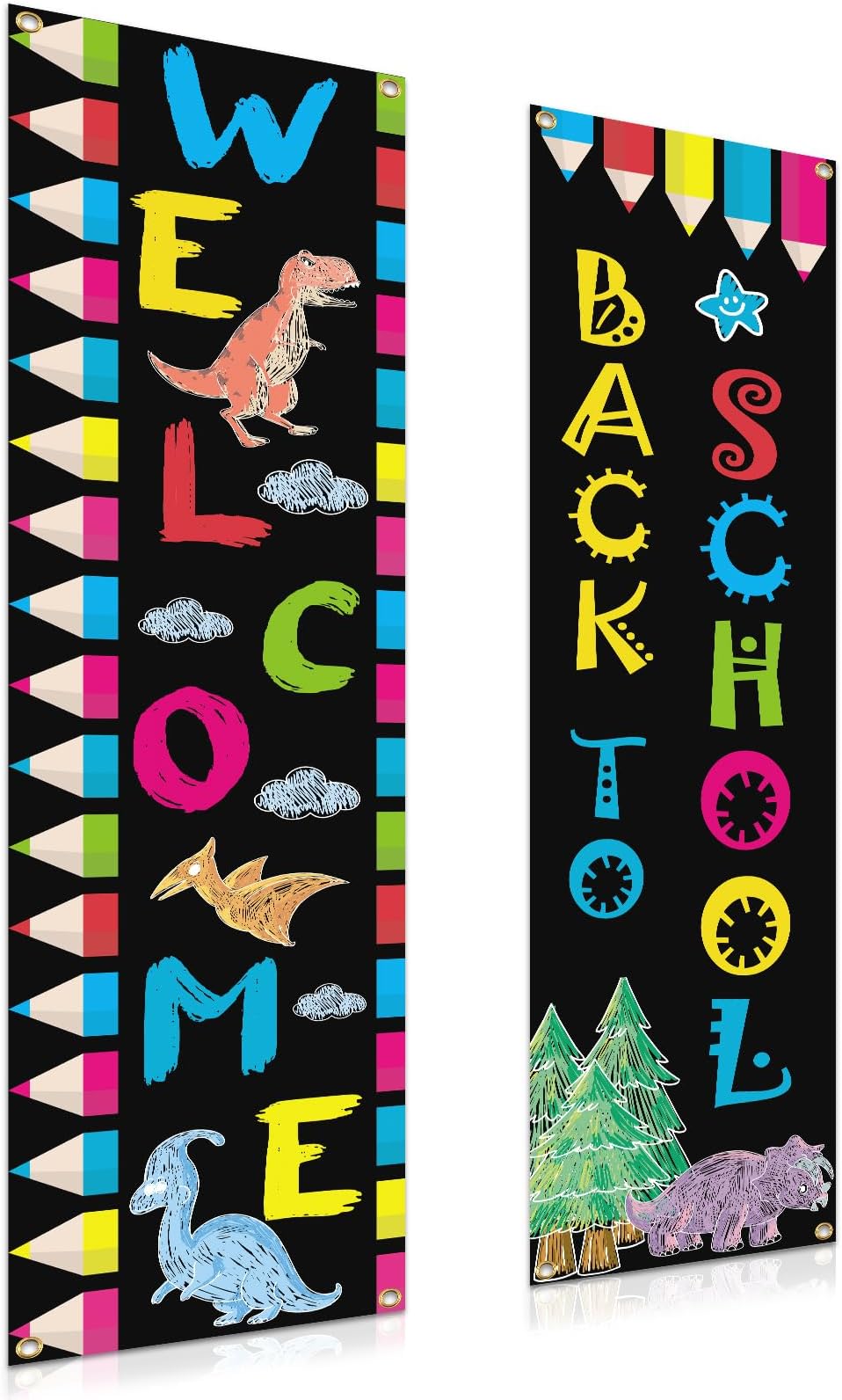 Amazon.com: Welcome School Porch Banner, First Day Of School Porch Sign ...