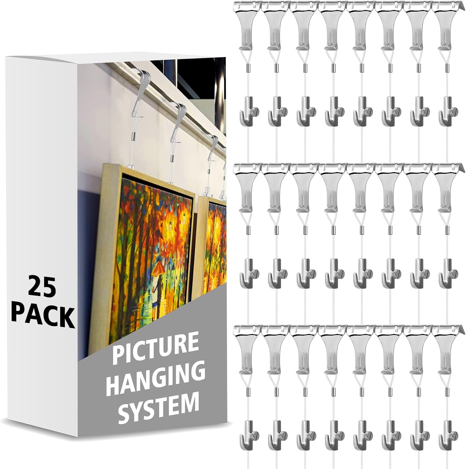 Duraaamo 25 Set Picture Rail Hanging System Picture Rail Set with ...