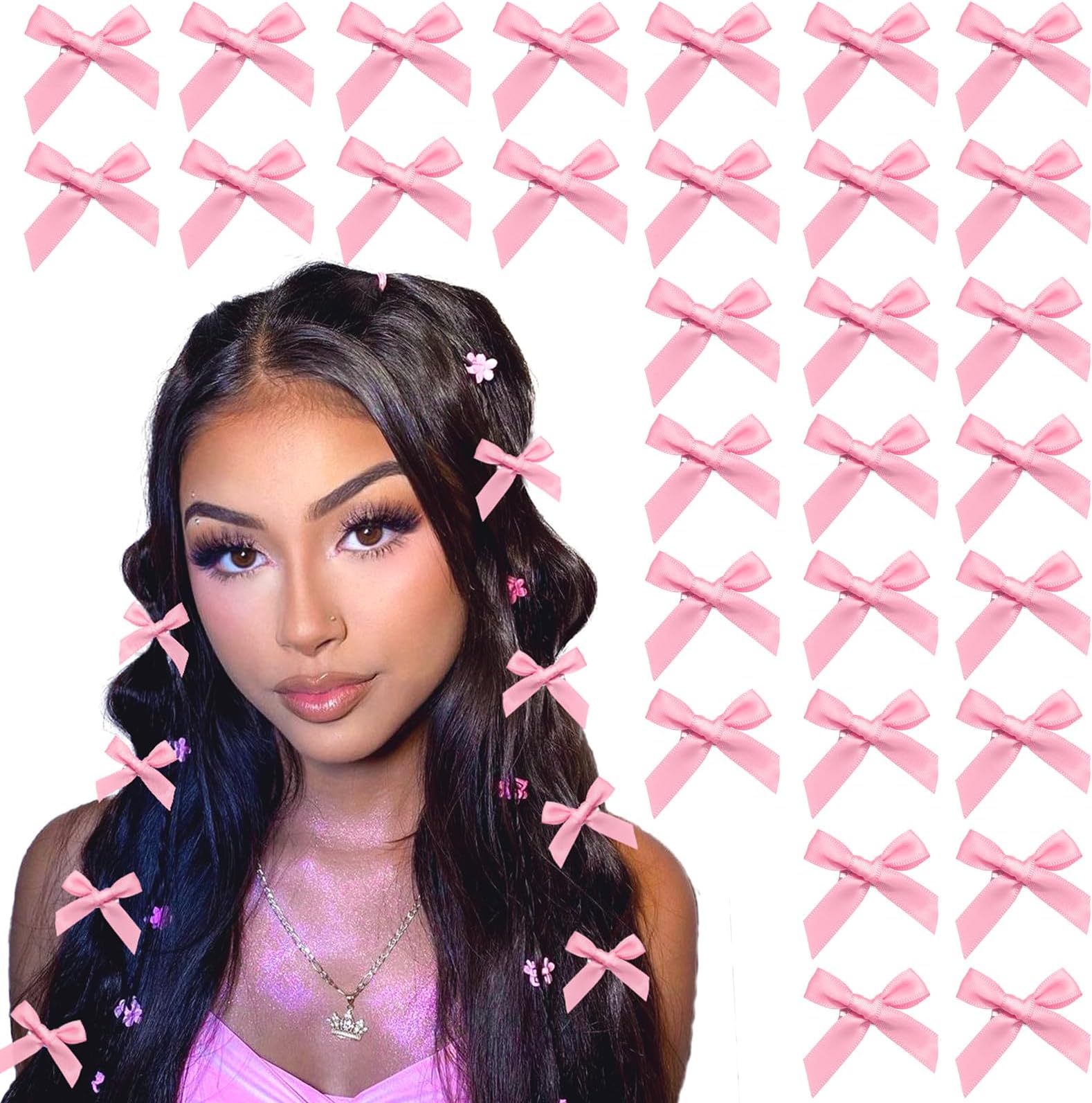 Amazon.com : SALOCY 70PCS Mini Hair Bows for Women Girls,Pink Bows for ...