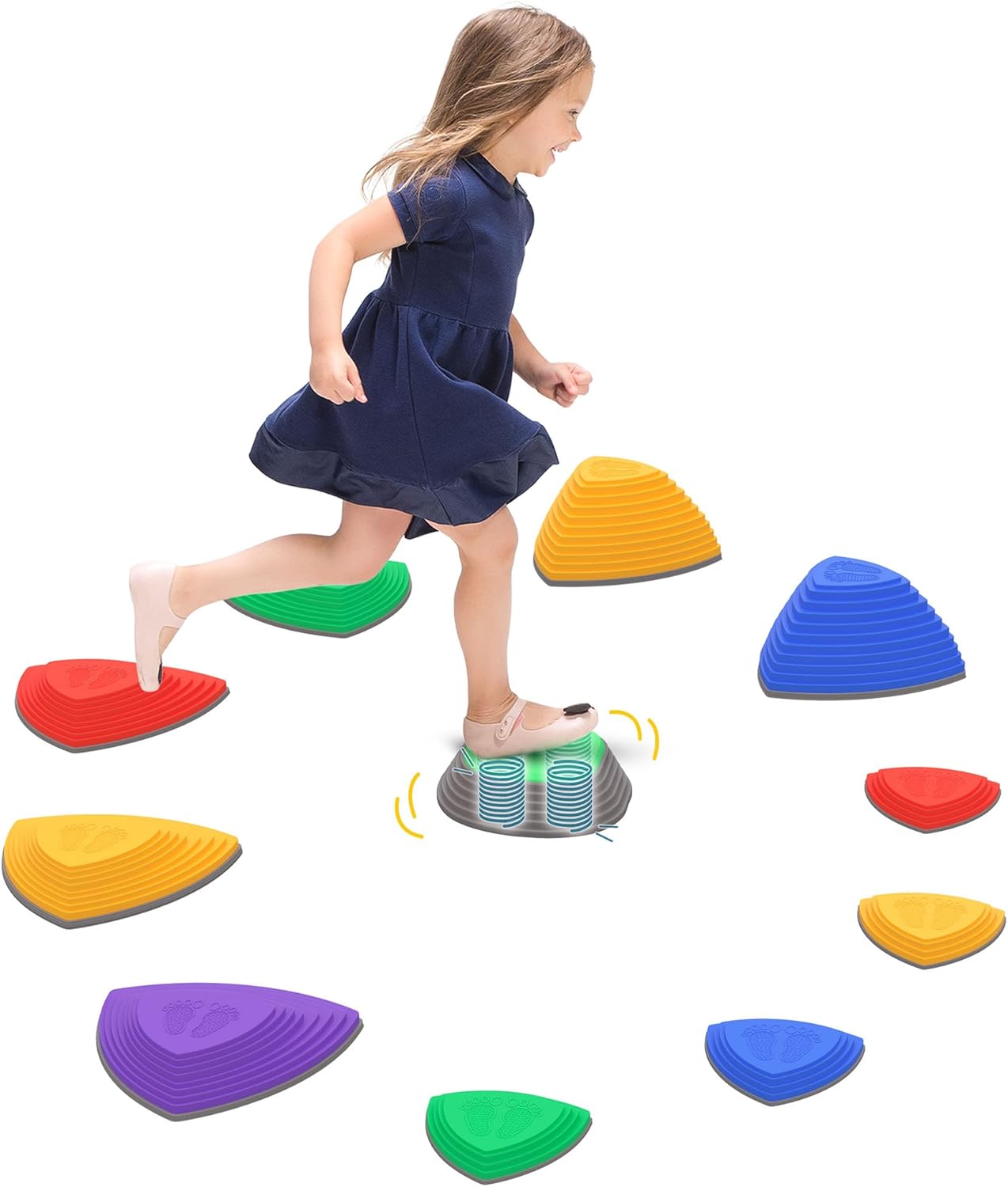 Outsunny Bouncing Design 11 PCs Stepping Stones Kids with Non-slip ...