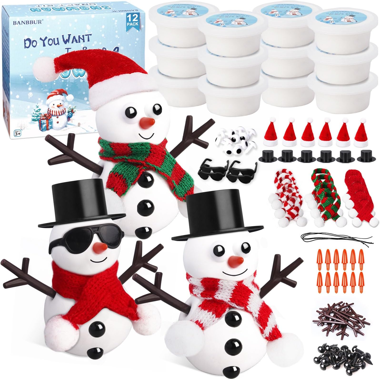 Amazon.com: 12Pack Build a Snowman Kit,Snowman Crafts for Kids, Molding ...