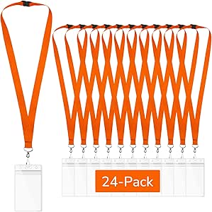 Amazon.com : 24-Pack Orange Breakaway Lanyards with Waterproof Badge ...