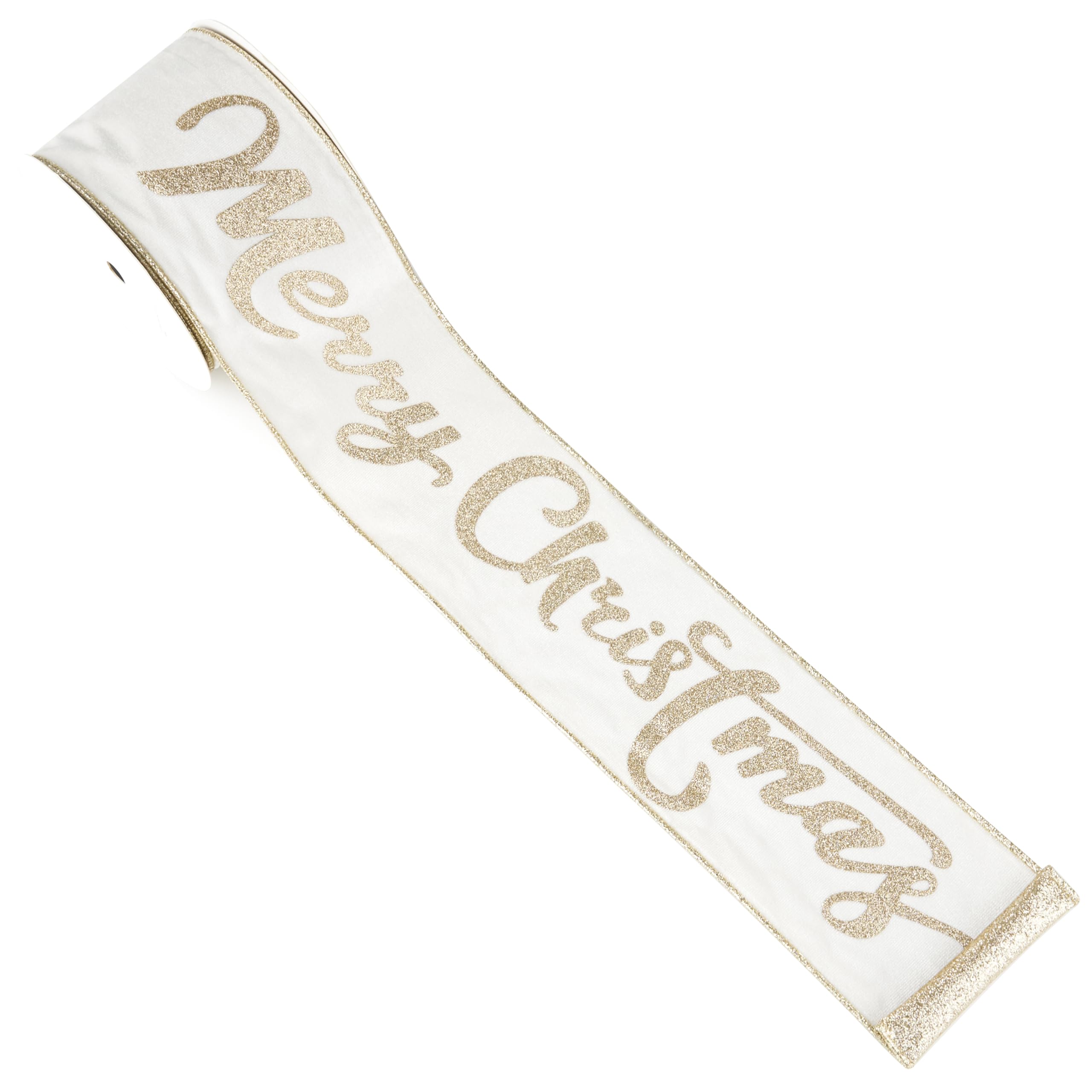Amazon.com: LIZLOVESS White Velvet Champagne Gold Merry Christmas Wired ...