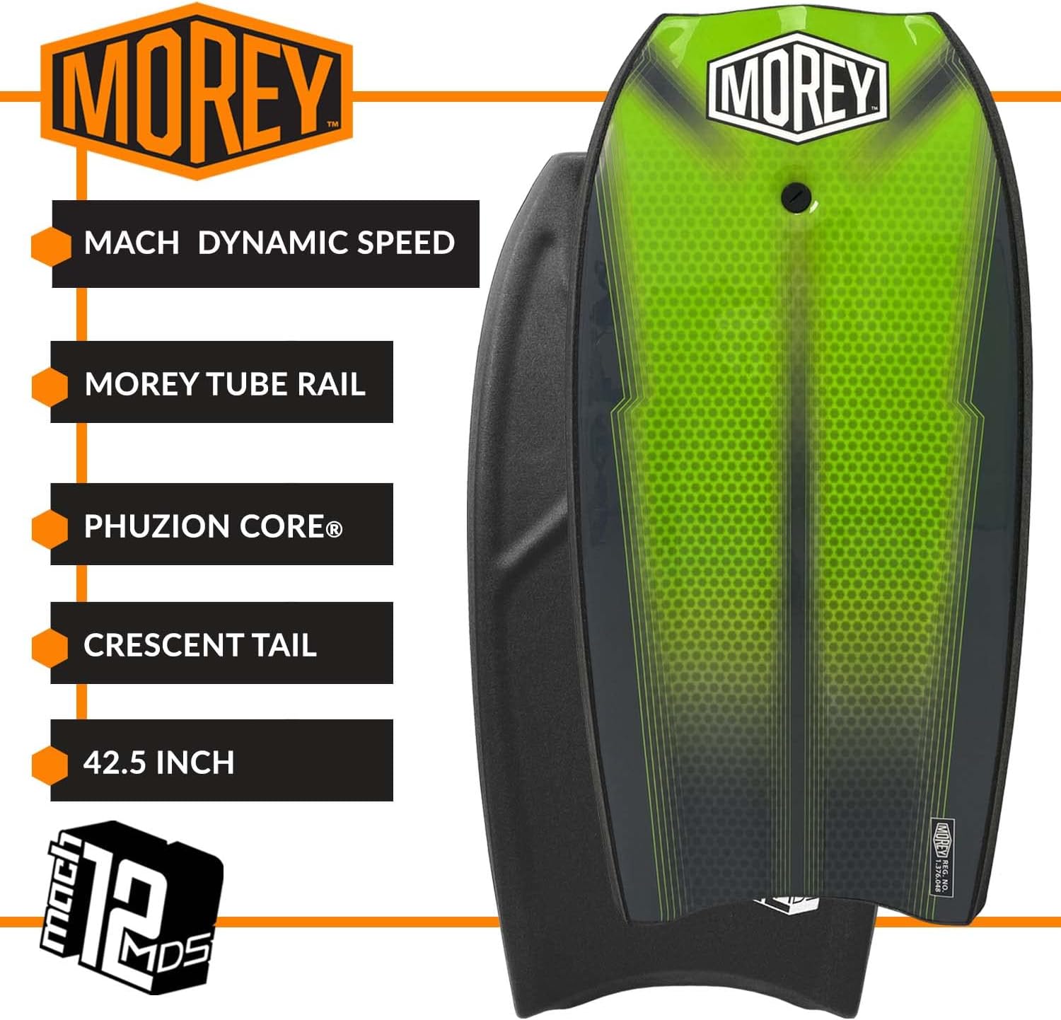 Morey MACH 12 MDS 425 Bodyboard for Any Surf Rider Level Dynamic Speed ...