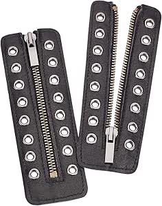 BENECREAT 1 Pair PU Leather Zipper Boot Laces, Black 8 Eyelets Boot ...