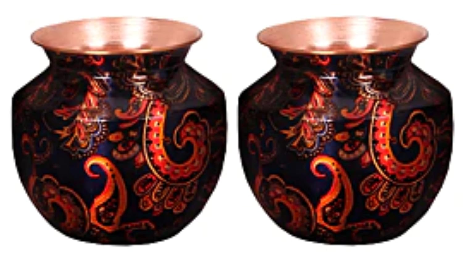 Copper Sombu Blue Paisely Printed Design (2 Nos Pack) | Lota | Copper ...