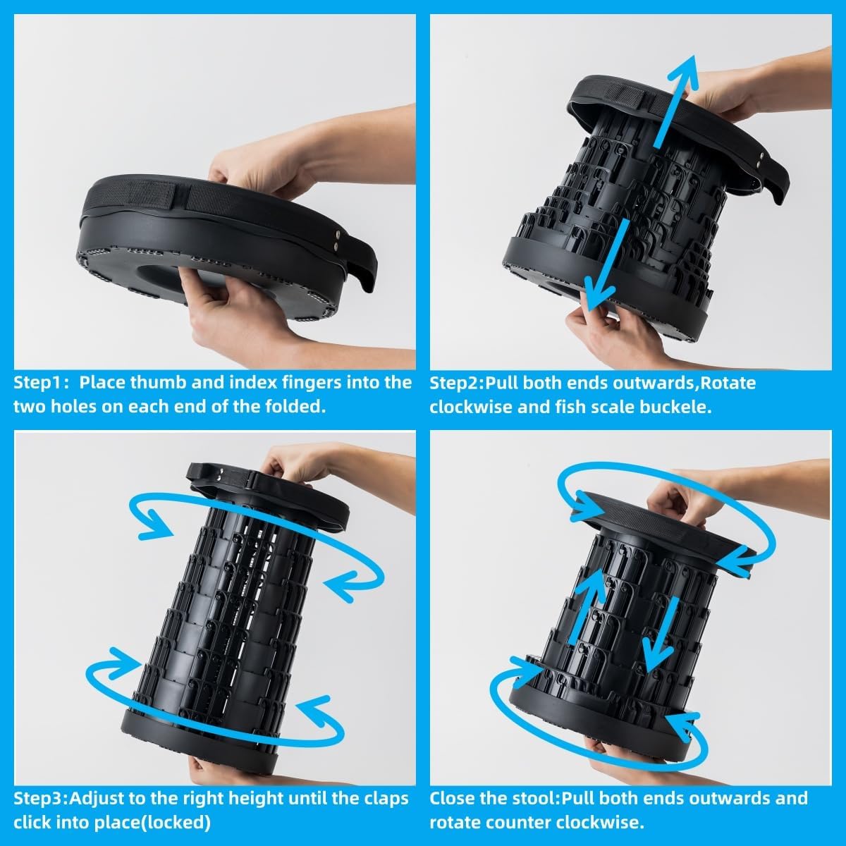 Taburete plegable mejorado, taburete plegable retráctil, taburete ...