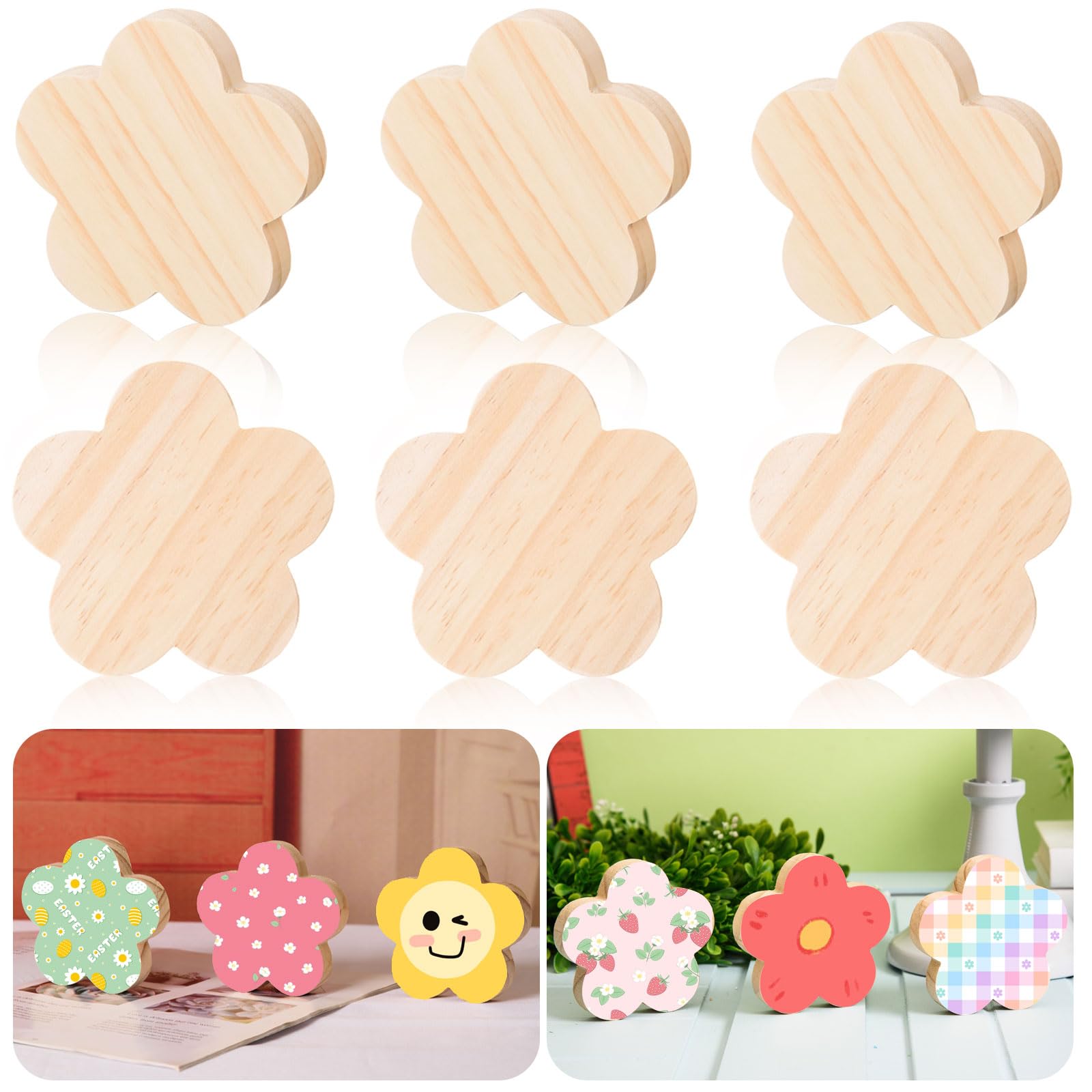 Amazon.com: AWIZOM 12 Pcs Spring Flower Wooden Cutouts Unfinished ...
