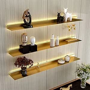 Amazon.com: IMPREC Wall Floating Light-Emitting Shelves, Gold Floating ...