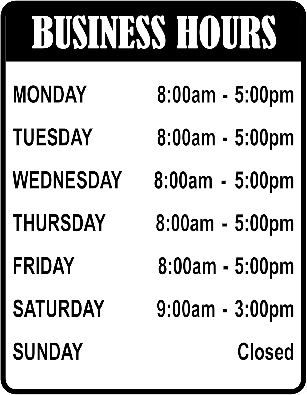 Amazon.com : Super-Display Custom Store Office Business Hours Die cut ...