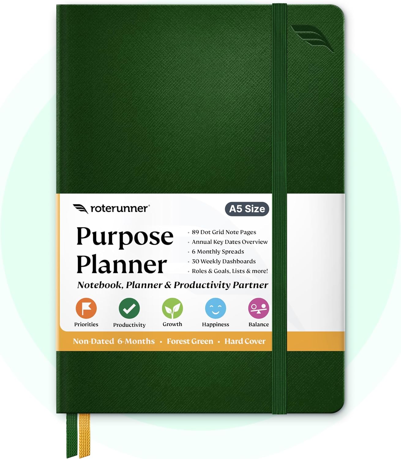 Amazon.com : Purpose Planner Notebook A5 5.8”x8.3” Undated Daily ...