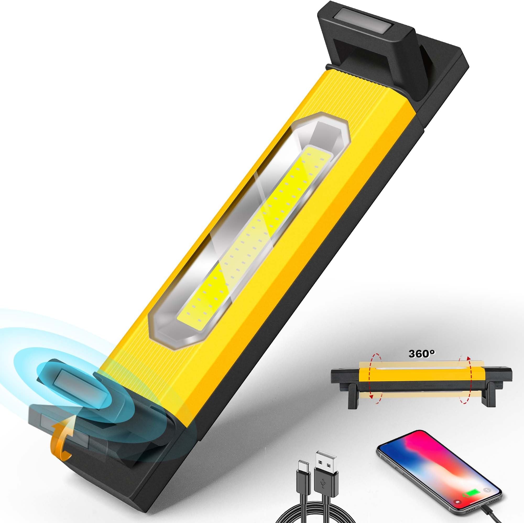 Yzoni 2800LM LED Work Light, Underhood Work Light with 4400mAh ...
