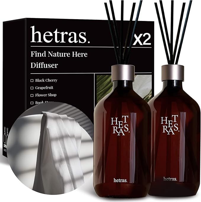 Amazon.com: hetras Premium Reed Diffuser Set 16.9 fl.oz. 2 Pack | White ...