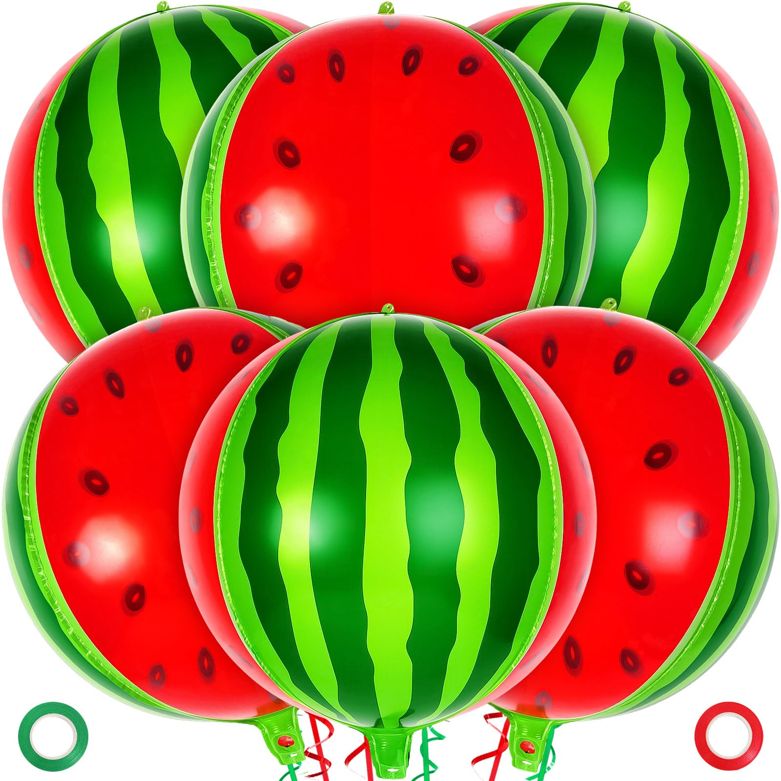 Amazon.com: Watermelon Round Balloons, 6 Pcs Watermelon Foil Balloons ...