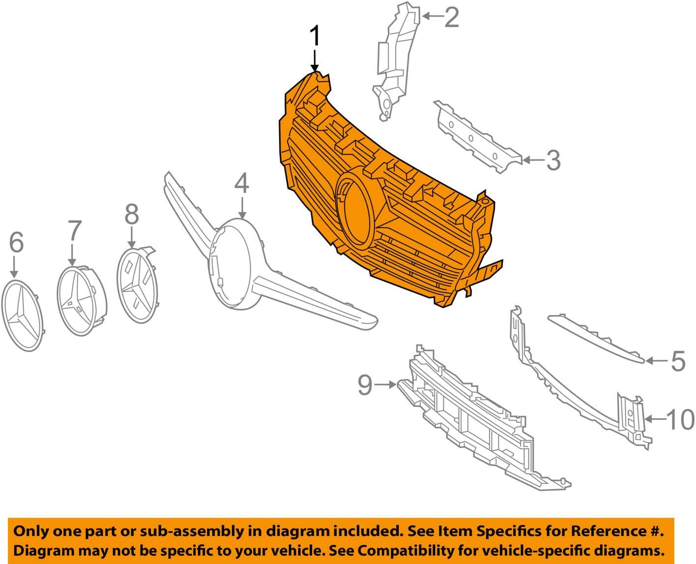 Amazon.com: Mercedes OEM 17-18 CLA250 Front Bumper-Grille Assembly ...