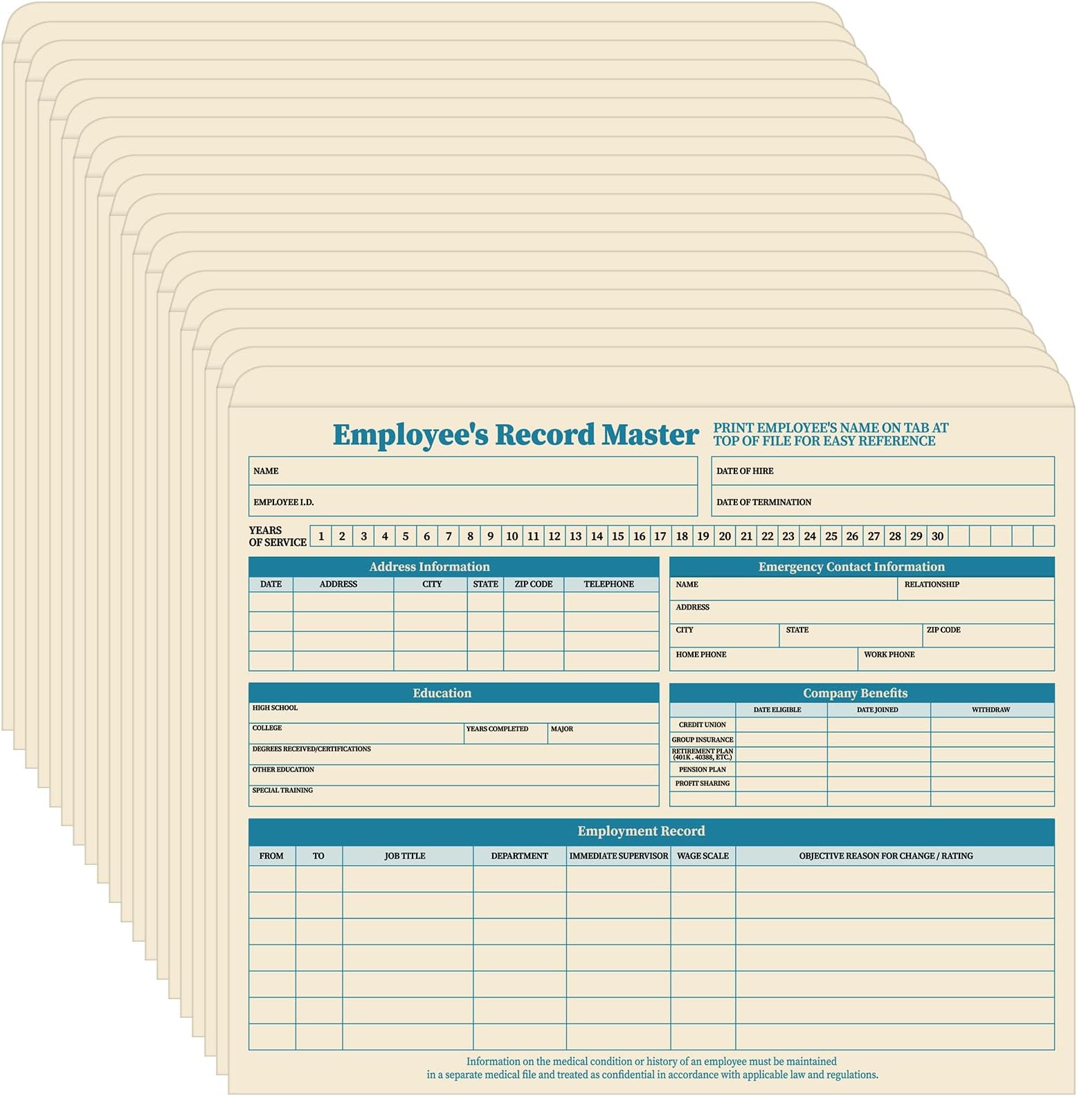 Amazon.com : Qilery 20 Pcs Employee File Folders, 9.5 x 11.75 Inches ...