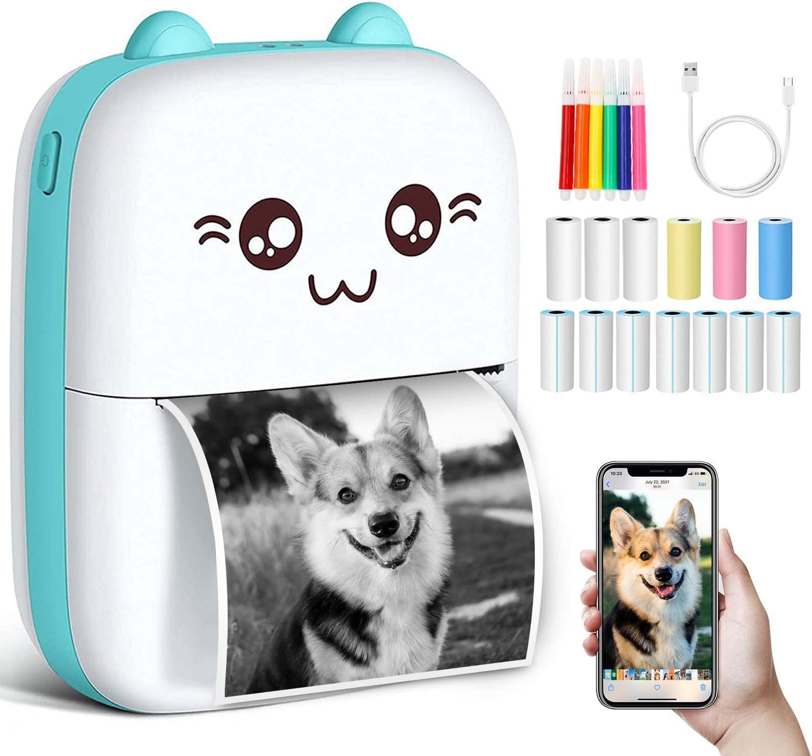 Mucek Mini Drucker für Smartphone, Mini Printer Sticker, Bild Memo ...