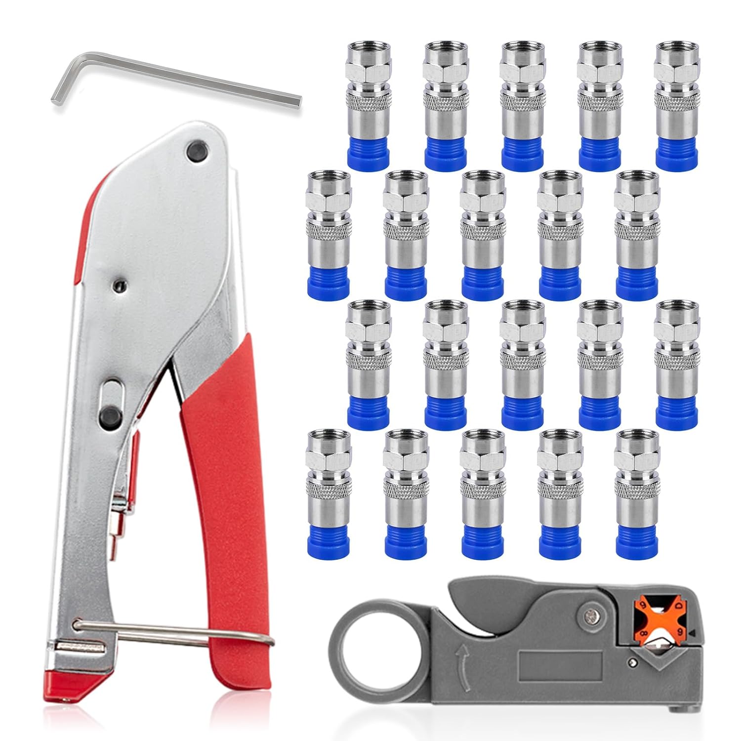 Coaxial Cable Kit, Coax Cable Kit Coaxial Cable Tool Kit with 20 F-Type ...