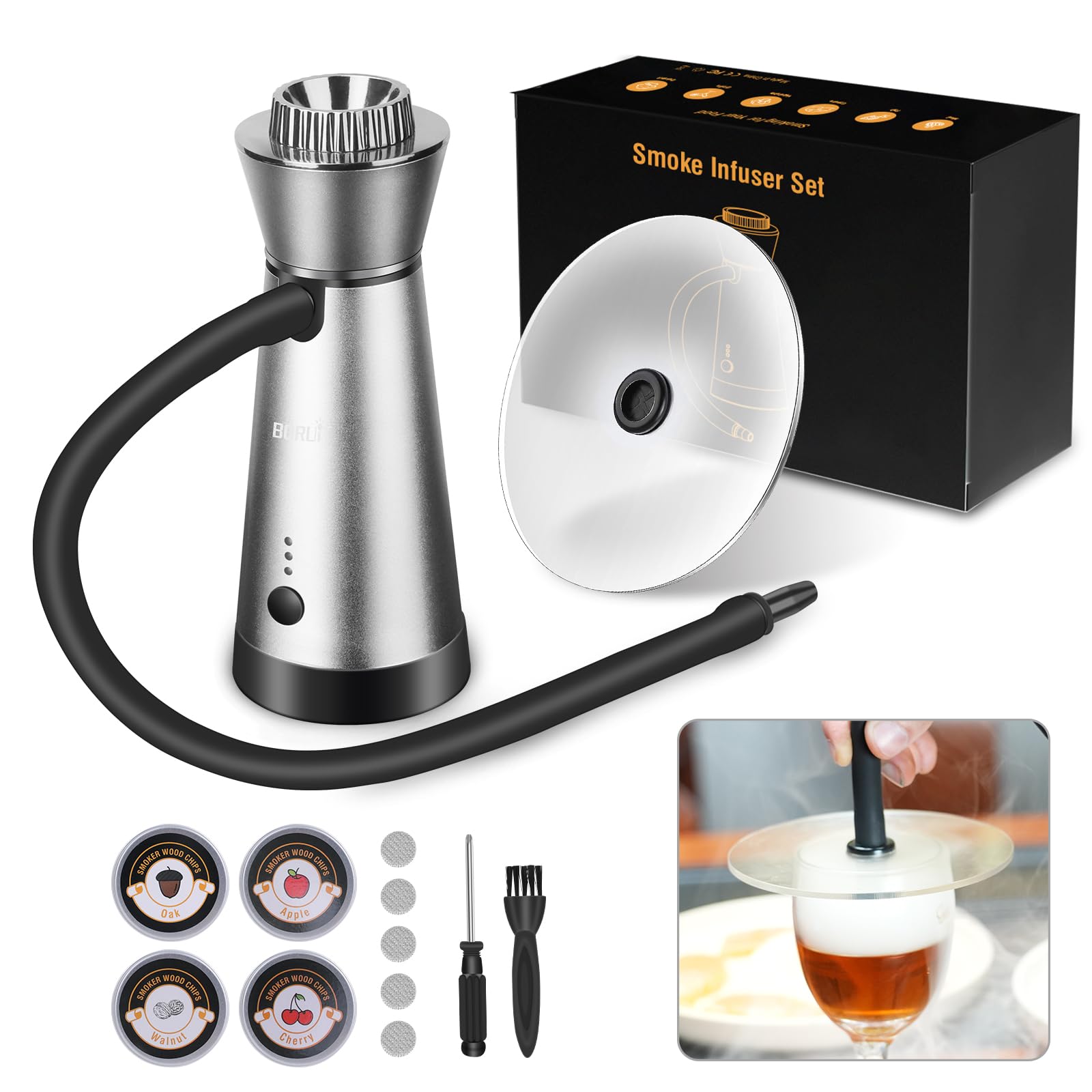 Amazon.com : BORUIT Cocktail Smoker Kit,Smoking Gun Food Smoker with ...