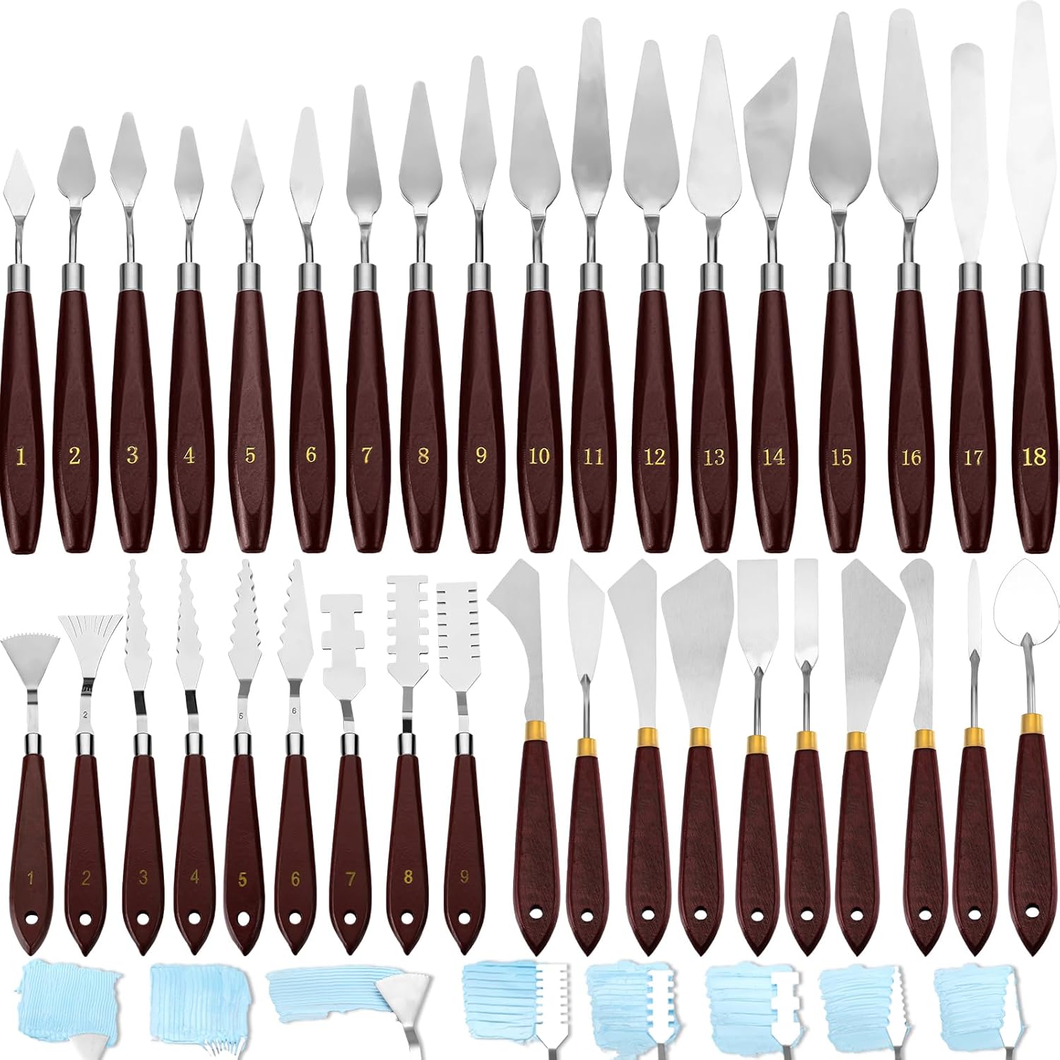 Amazon.com: Lasnten 37 Pcs Palette Knife Set Pallet Knife Set Stainless ...