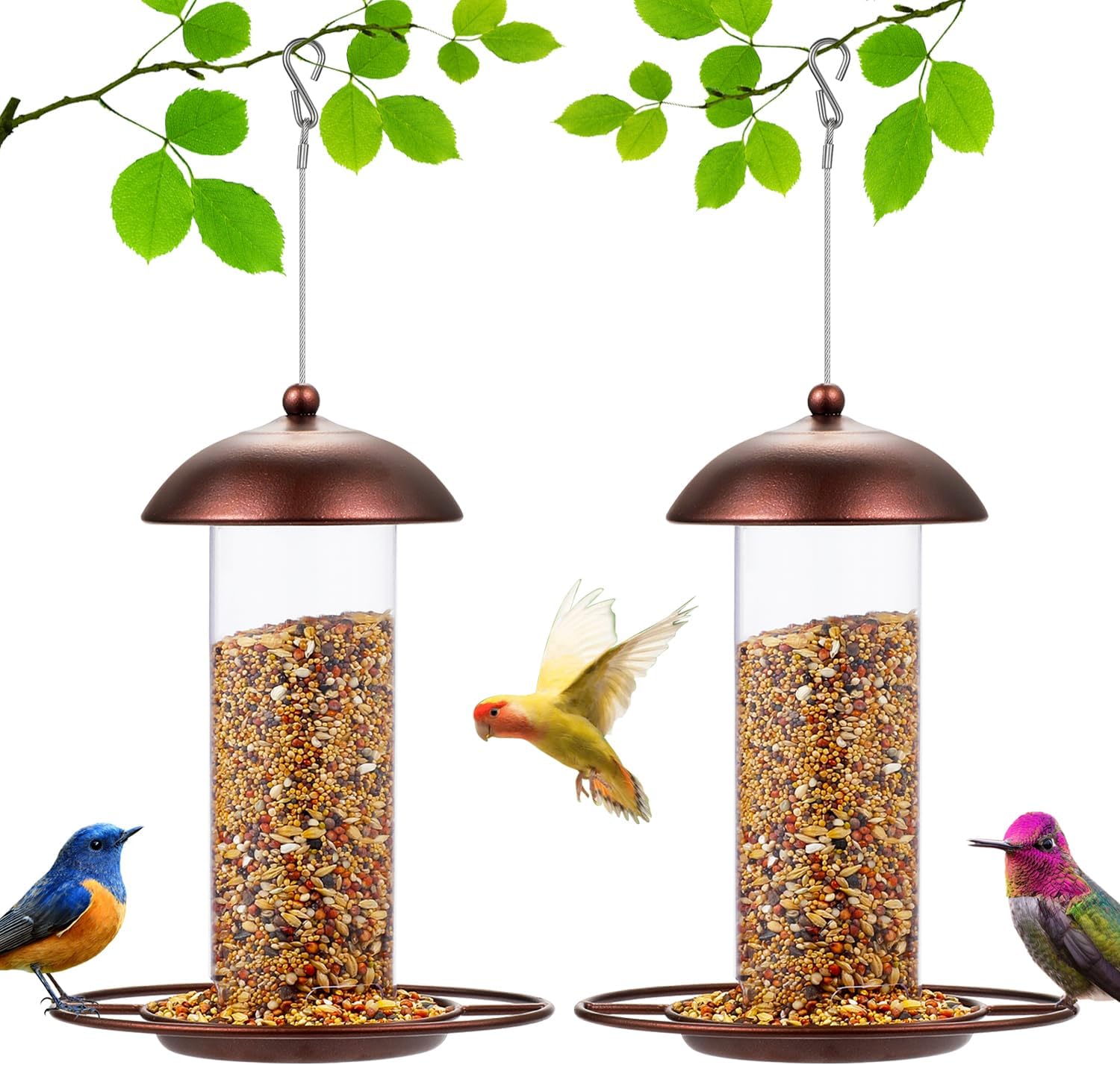 Amazon.com : Yardia 2 Pack Metal Wide Bird Feeders - Hanging Outdoor ...