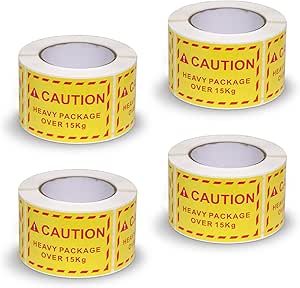 BETCKEY - 4 Rolls Yellow Package Warning Sticker, 70mm x 100mm, 2000 ...