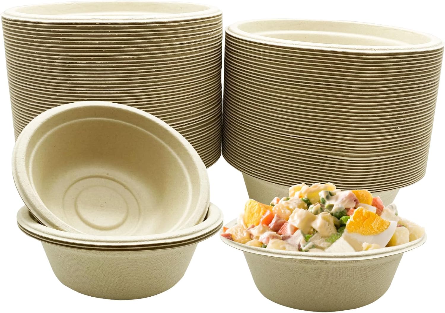 WAIZHIUA 100Pcs Disposable Paper Bowls 350ml Biodegradable and ...