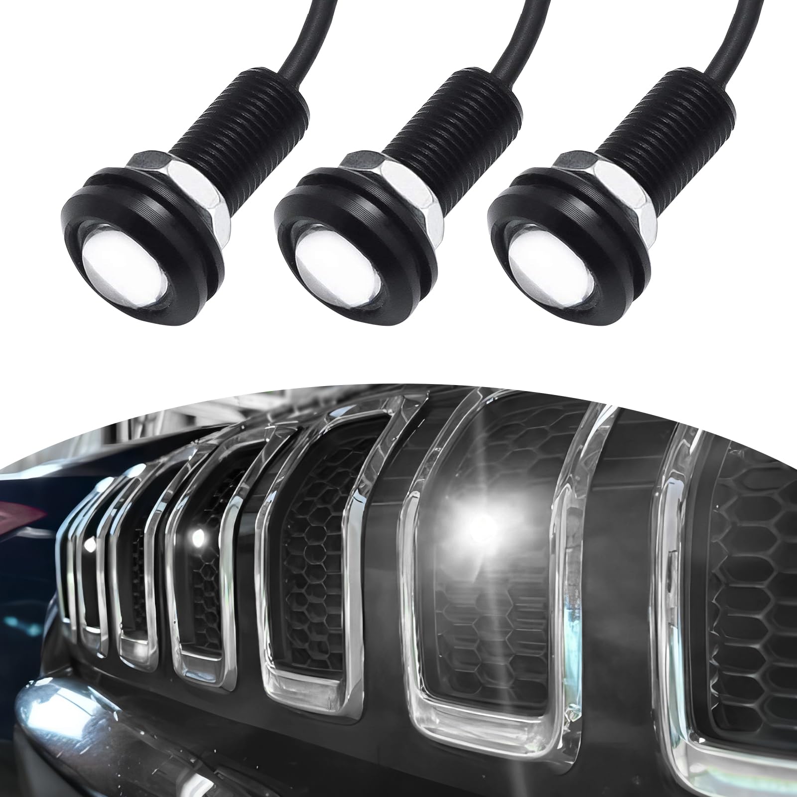 Amazon.com: UGSHY 3 PCS Car LED Eagle Eye Light, 12V 6500K 0.7In ...
