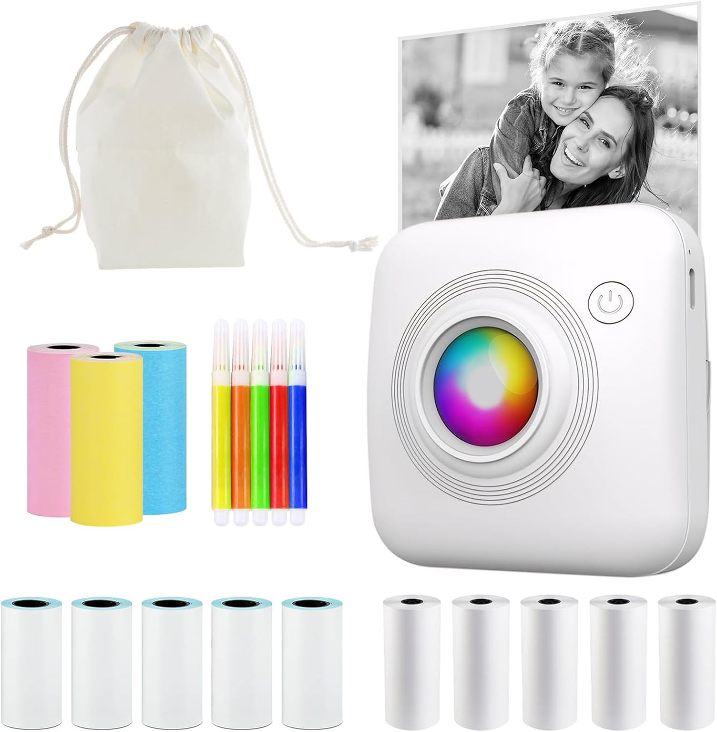 Lvcdodvd Mini Thermal Printer Portable Mini Photo Printers for Home Use ...