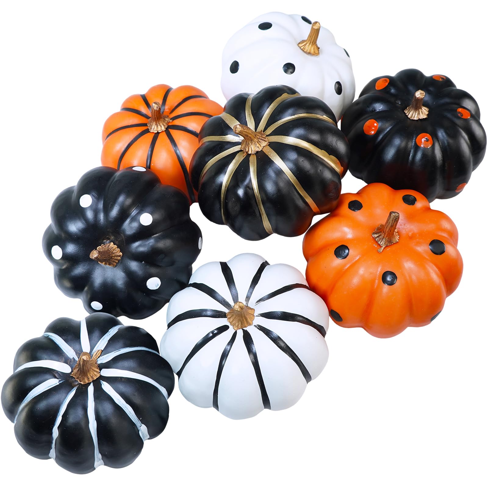 Amazon.com: Winlyn Set of 8 Halloween Orange Black White Foam Pumpkins ...