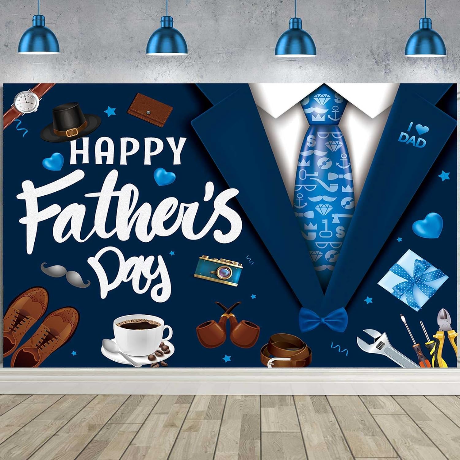 Amazon.com : Happy Father's Day Banner Backdrop 8X6FT I Love Dad Father ...