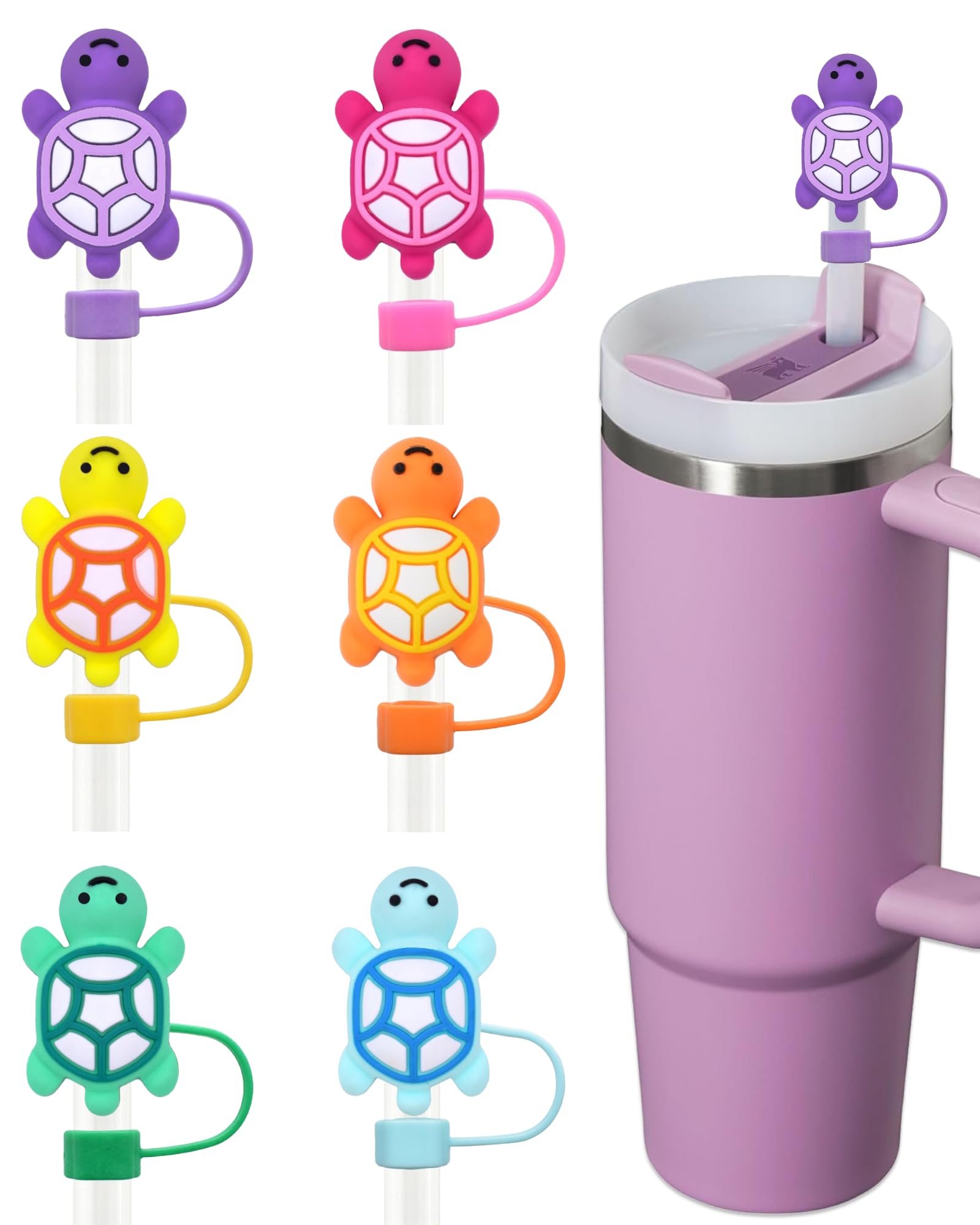 Amazon.com: Amreich Turtle Straw Covers - 6PCs Silicone Straw Cover Cap ...