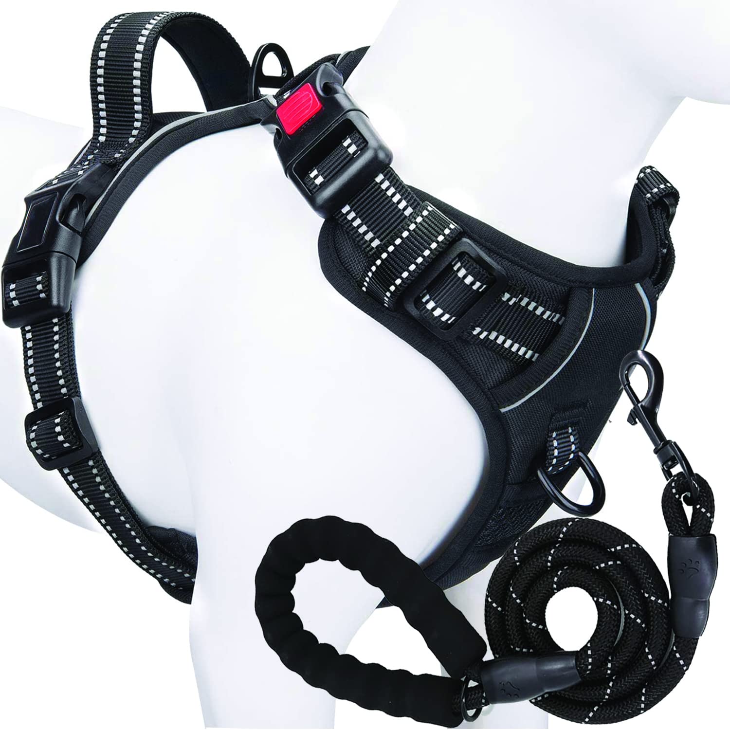 NEOMART Dog Belt Harness Leash - No Pull Dog Harness With 3M Reflective ...