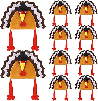 Amazon.com: Ramede 10 Pcs Thanksgiving Turkey Hat Bulk Funny Turkey Cap ...