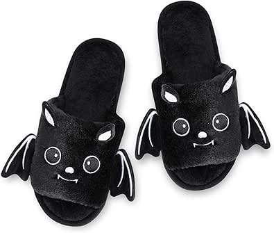 Amazon.com | Vansolinne Halloween Slides Halloween Bat Fuzzy Slippers ...