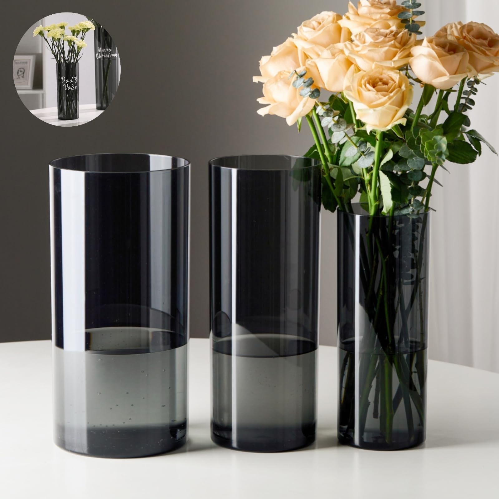 Amazon.com: Liotww Large Acrylic Cylinder Plastic Vase, Unbreakable ...