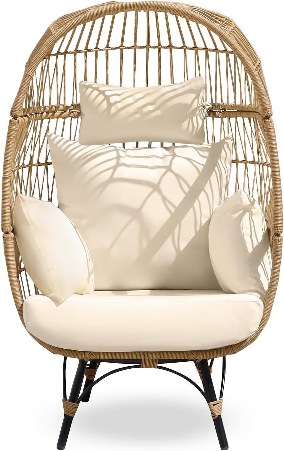 Amazon.com: Temminkii Outdoor Patio Wicker Egg Chair Indoor Basket ...