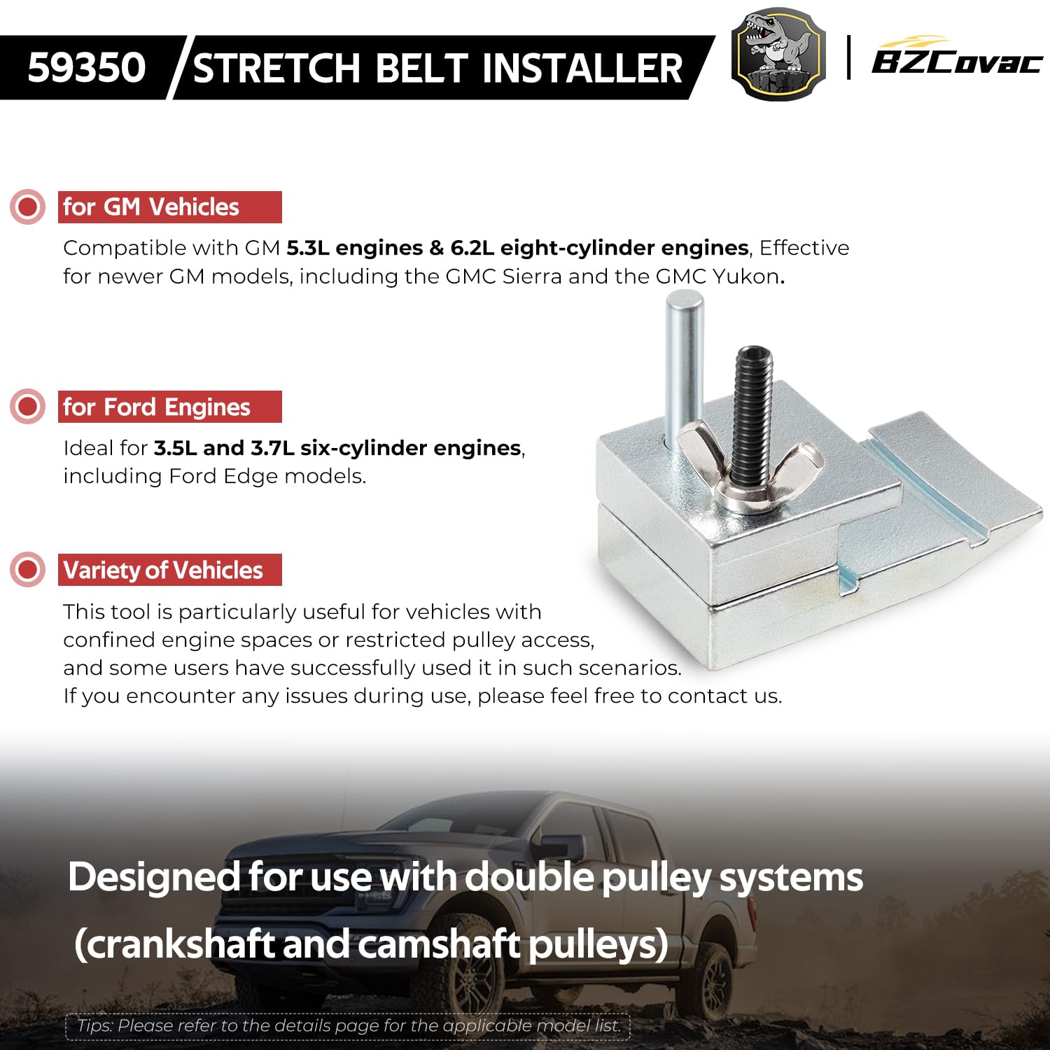 Snapklik.com : 59350 Stretch Belt Installer For Extra-Deep Double Pulleys