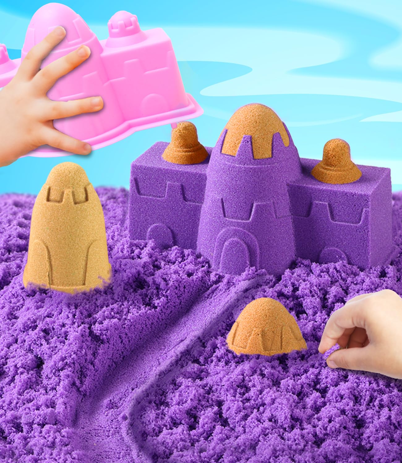 Intelliskills Premium Magic Kinetic Sand Kit with Shape Moulds for Kids ...