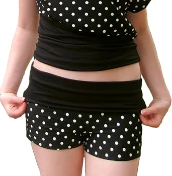 Kodaruber Women Polka Dot Fold Over Micro Shorts Y2k Low Rise Skinny ...