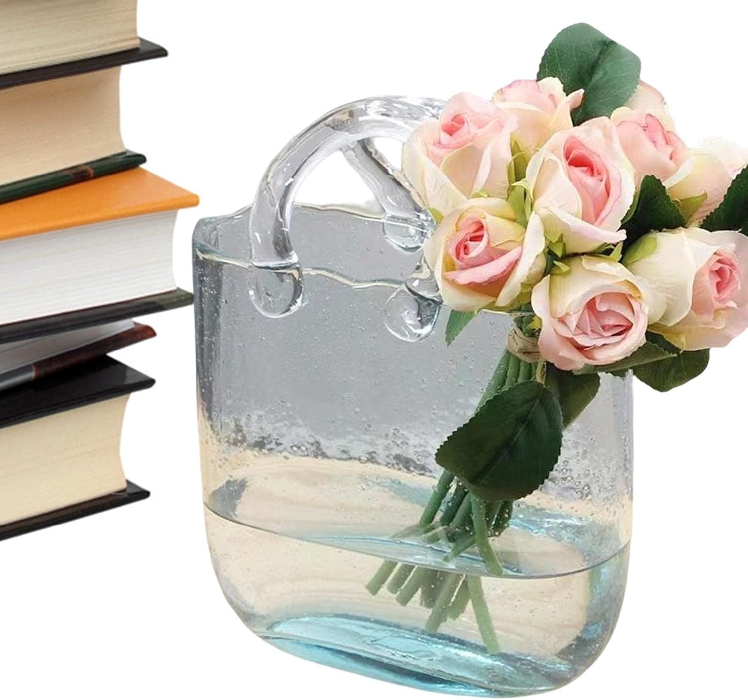 Bag Glass Flower Vase - Flower Vase Desktop Glass Basket Vase - Crystal ...