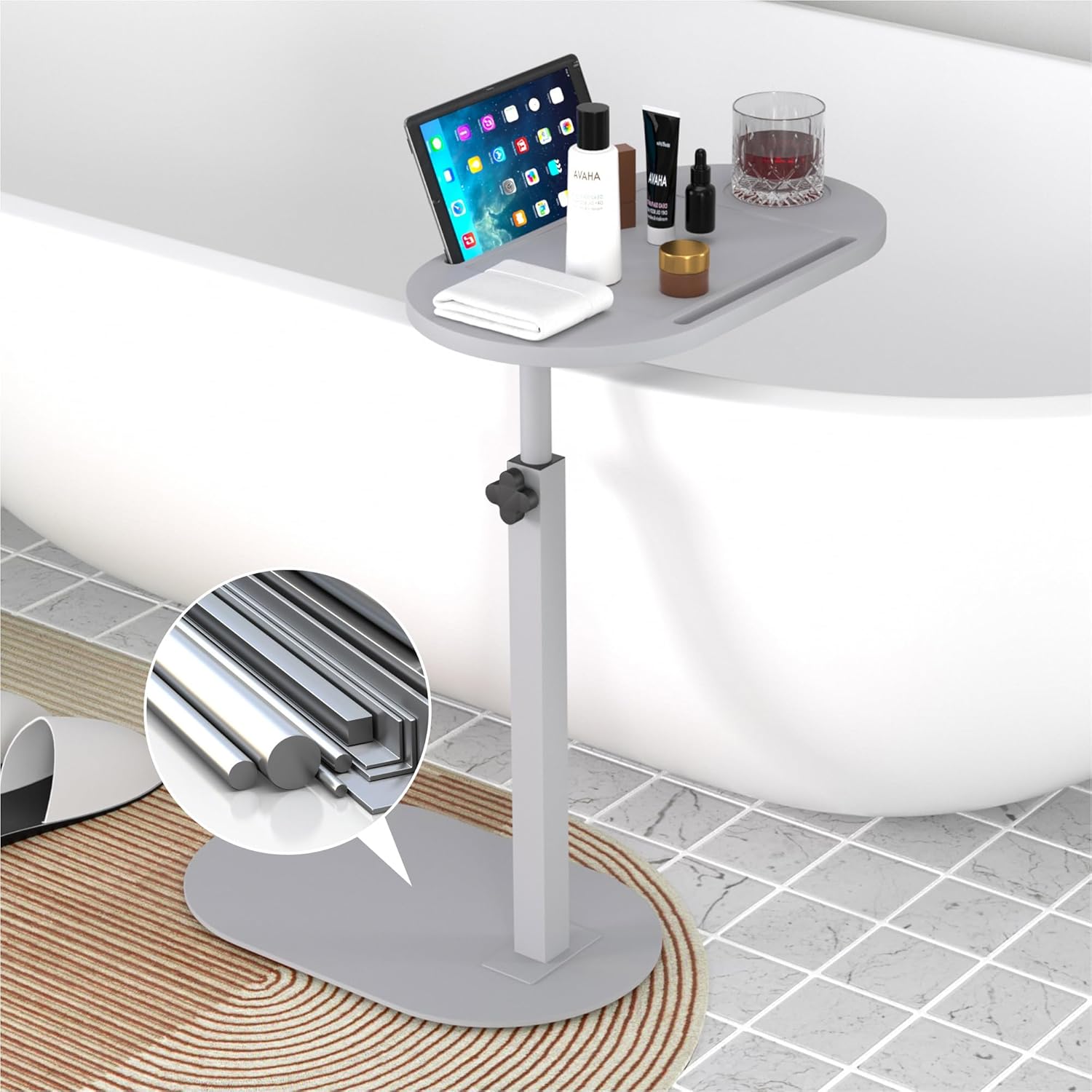 Amazon.com: Forevich Bamboo Bathtub Tray Table Bath Side Table with ...