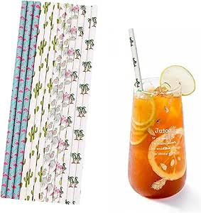Amazon.com: Satiskid 200 Pcs Cocktail Paper Straws Hawaiian Aloha Paper ...