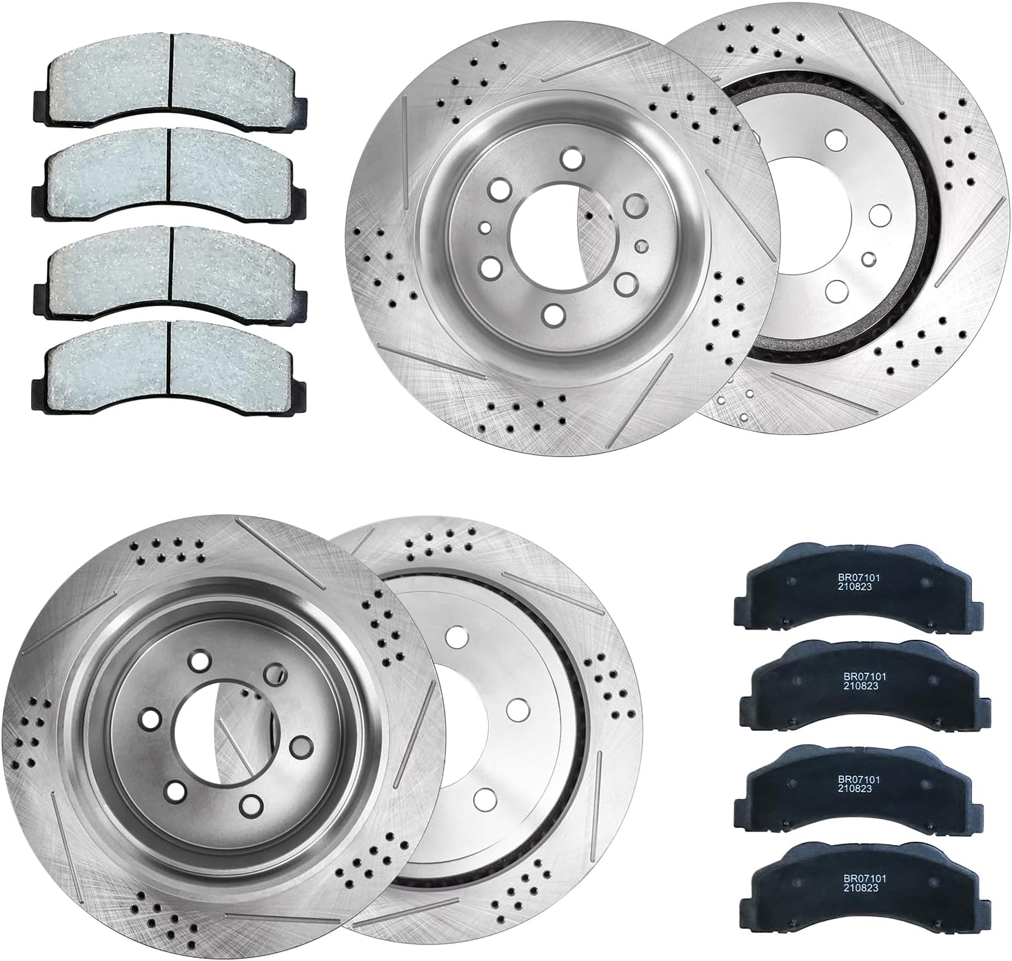 Amazon.com: Front and Rear Drilled and Slotted Rotors Ceramic Brake Pads Replacement for Ford ...