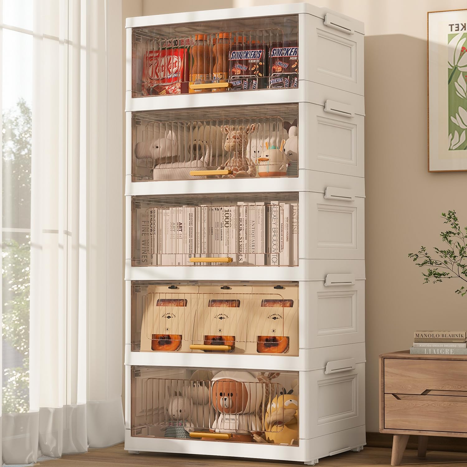 Storage Bins with Lid, 55 Quart Collapsible Storage Bins With Wheels, 5 ...