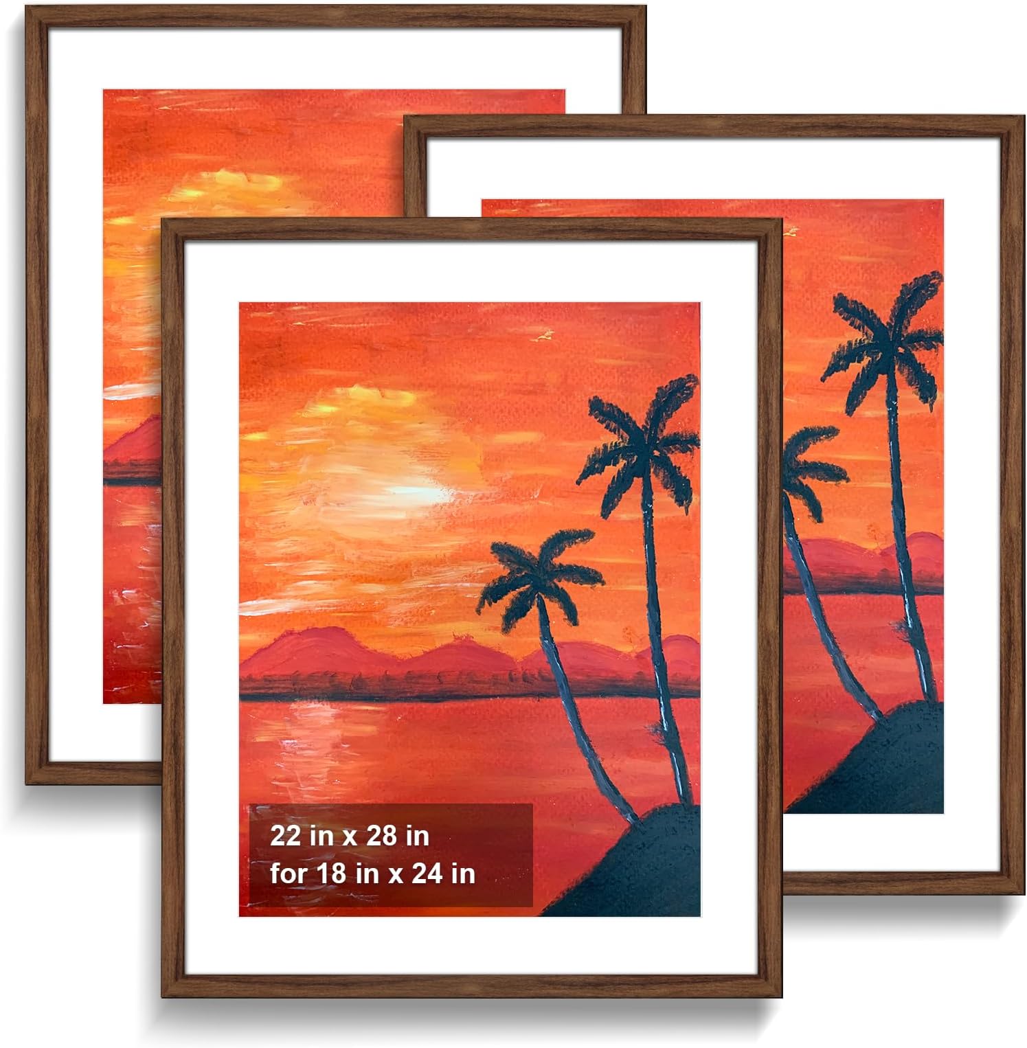 Amazon.com - euwazram 22x28 Frame - Single Frame, Rustic Walnut Solid ...