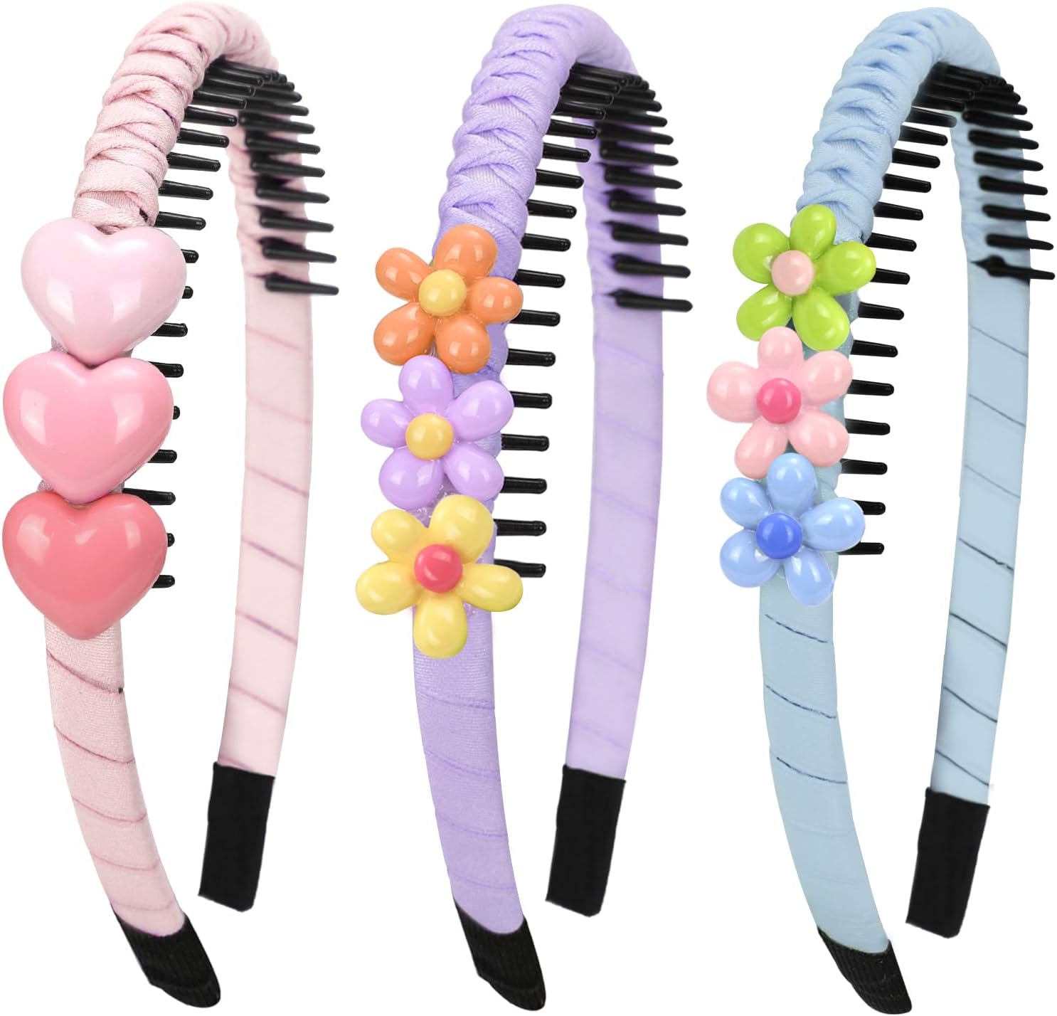 Amazon.com : LIYAZHIL 3PCS Girls Headbands, Colorful Heart Flower ...