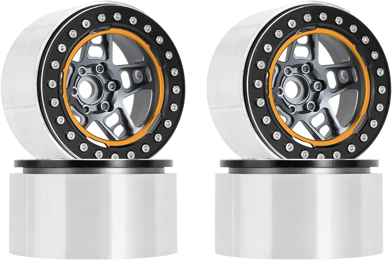 Amazon.com: INJORA 2.2 Beadlock Wheel Rim 5-Spokes -10mm Offset Wheel ...