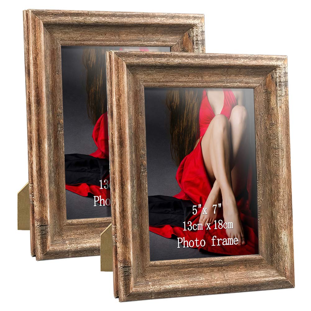 PETAFLOP Rustic Picture Frame 7x5 Inch Set of 2, Wall and Table Picture ...